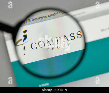 Compass Group logo is visible on the broken glass Stock Photo - Alamy