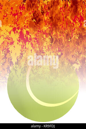 An illustration of a burning flaming Tennis ball on fire tearing a hole ...