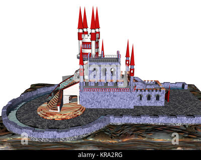 castle with turrets and moat free Stock Photo - Alamy