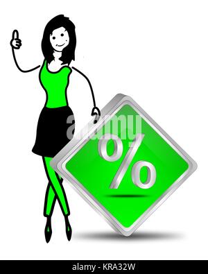 female stick figure with Discount button - illustration Stock Photo - Alamy