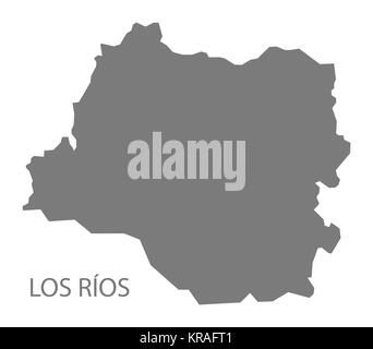 Shape of Los Ríos, region of Chile, with its capital isolated on white ...