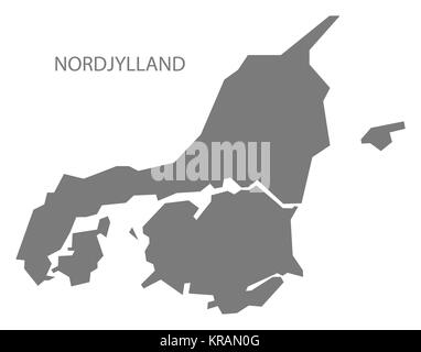 Area of Nordjylland, region of Denmark, isolated on a solid background in a georeferenced ...