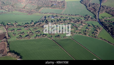 aerial view of bell pits - Iron mining shaft mounds and medieval ...