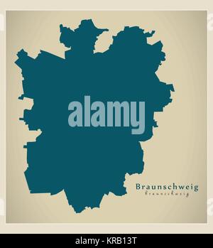 Modern City Map - Braunschweig city of Germany with boroughs and titles DE Stock Vector Image ...