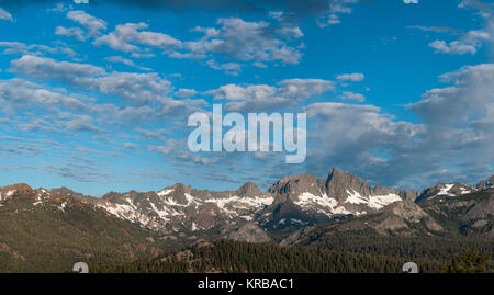 Panoramic view of the Minarets a group of mountains in the Sierra ...