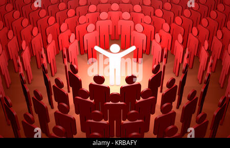 Big scientific invention (symbolic figures of people). 3D illustration ...