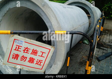 Shenzhen, China: Construction of Street Drainage Facilities, Giant ...