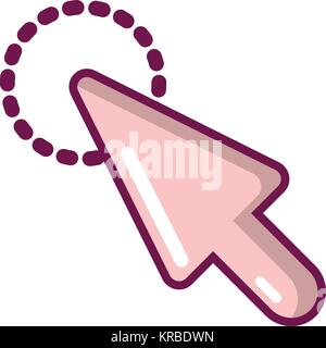 Cartoon arrow cursor icon, diagonal arrow pointer with rounded corners ...