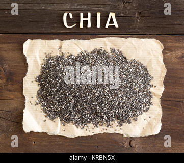 Healthy Chia seeds with chia letters close-up Stock Photo - Alamy