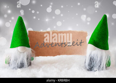 Green Natural Gnomes With Card, Adventszeit Means Advent Season Stock ...