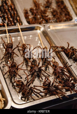 Scorpion and insect snacks at a street food stall in Chengdu, China ...