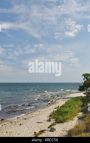 Baltic Sea island Fehmarn, cliff coast at Fehmarnsund, resting place ...