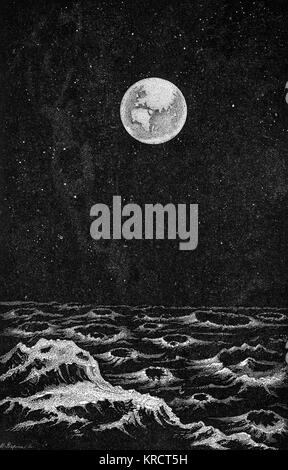 Earth and moon as seen from space featuring the western hemisphere ...