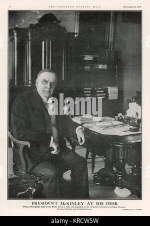 President McKinley at his desk in the White House, Washington DC, USA ...