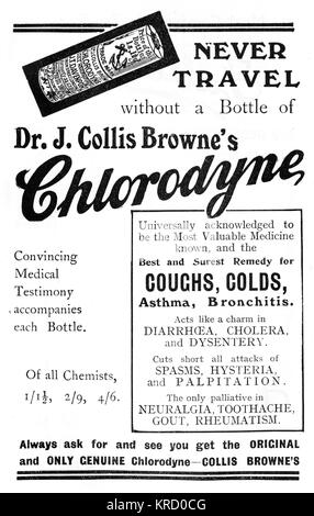 Advert for Doctor Collis Browne's Chlorodyne - a cold, asthma and ...