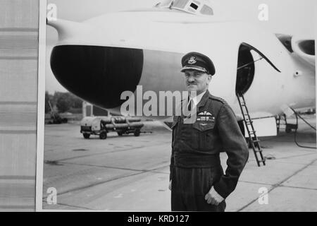 RAF Group Captain In Uniform With handlebar Moustache and a Pipe Stock ...