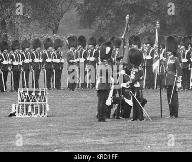 George V presenting colours to Irish Guards Stock Photo - Alamy