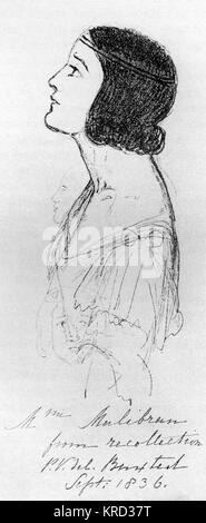 Portrait of French mezzo-soprano Maria Malibran (Maria Felicia Garcia ...