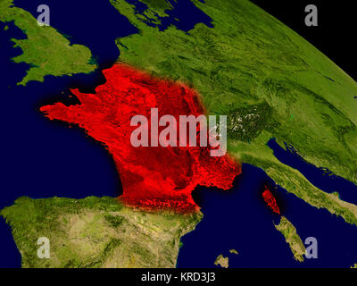 France from space on realistic model of planet Earth with country ...
