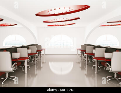 Computer office interior with laptops 3d render Stock Photo - Alamy