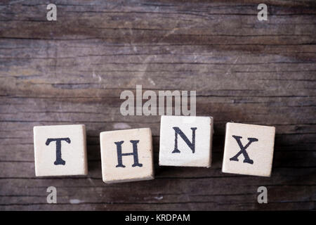 Thnx - name from wooden letters, communication background Stock Photo ...