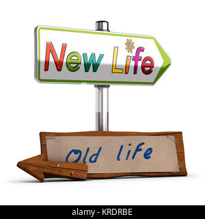 Street Sign to NEW LIFE versus OLD LIFE Stock Photo - Alamy