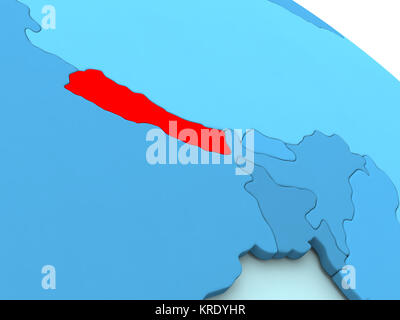 Nepal in red on political map. 3D illustration Stock Photo - Alamy