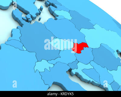Map of Slovakia in red on grey political globe. 3D illustration Stock ...
