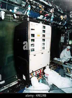 The first system rack for the Destiny lab module is installed aboard ...