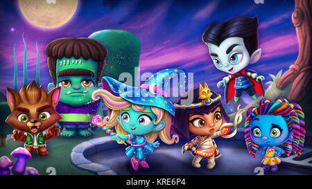 SUPER MONSTERS, (from left): Werewolf Kid, Cleo Graves, Zoe Walker ...