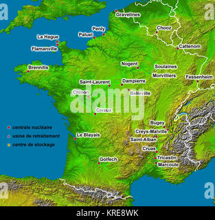 converted PNM file Nuclear plants map France Stock Photo - Alamy