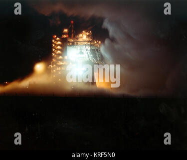 The A-1 Test Stand night firing at the NASA rocket testing facility ...