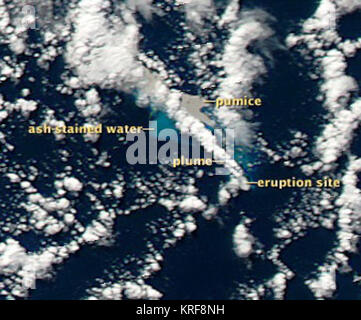 Havre Seamount Eruption 19 July 2012 with labels Stock Photo - Alamy