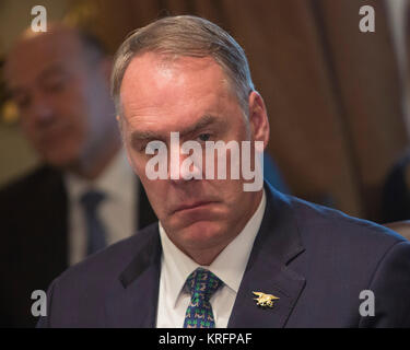 United States Secretary of the Interior Ryan Zinke shakes hands with ...