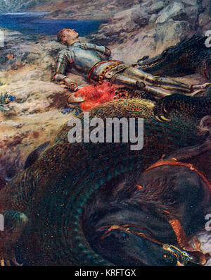 Saint George, slain dragon, dragon slayer, armour, knight's armour ...
