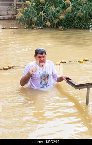 BETHABARA, ISRAEL- 25 NOVEMBER 2017: Pilgrims from different countries ...