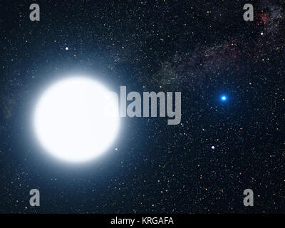 Sirius binary star system, artwork. Sirius A (lower left, Alpha Canis ...