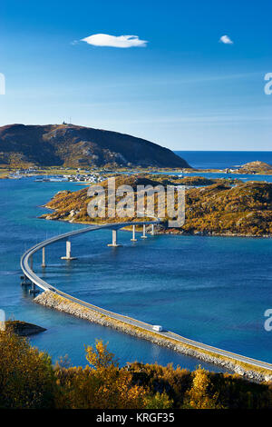 The bridge to Sommaroy from Kvaloy, near Tromso, Troms, Norway Stock ...