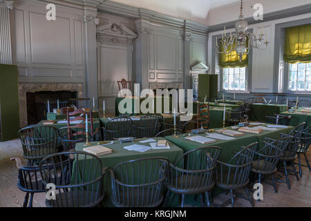 The assembly hall inside Independence Hall, Philadelphia, Pennsylvania ...