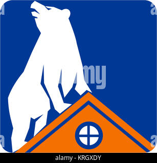 Bear On Roof Rectangle Retro Stock Photo - Alamy