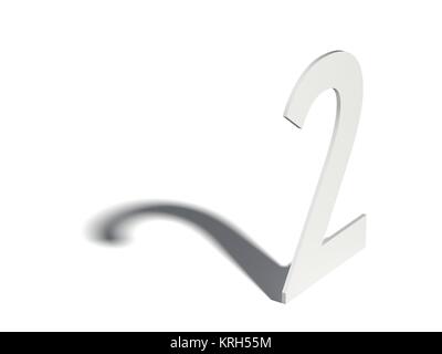 Drop shadow digit. Number TWO 2. 3D Stock Photo - Alamy