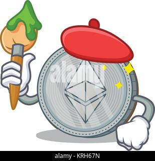 Painter silver coin cartoon character for currency Stock Vector Image ...