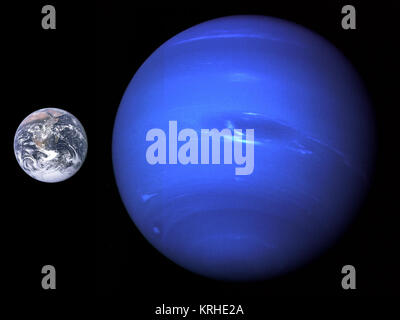 Neptune, Earth size comparison Stock Photo - Alamy
