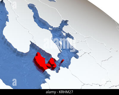 Map of Denmark on political globe with embedded flags. 3D illustration ...