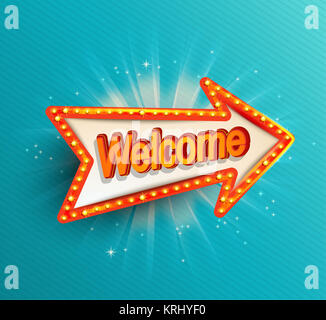 Old glowing light bulb with arrow in front of background - 3D ...