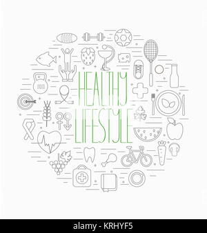 Healthy lifestyle concept symbols Stock Photo - Alamy