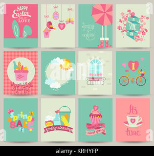 Vector set of easter card templates Stock Photo - Alamy