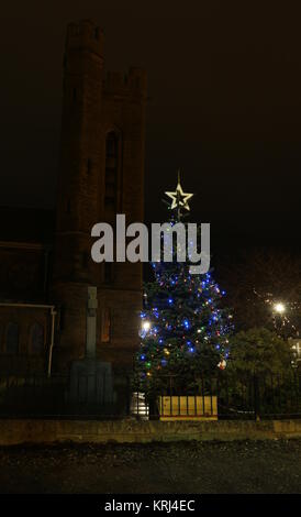 Invergowrie village Christmas tree Perth and Kinross Scotland December ...