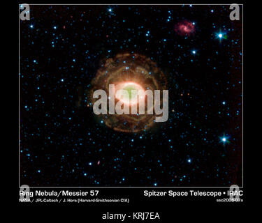 Photograph of a planetary Nebula (NGC 6720 - M57), the Ring Nebula in the constellation Lyra ...