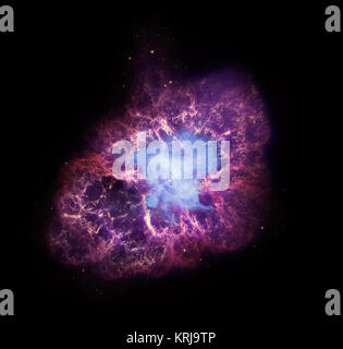 Crab Nebula, composite image. Combined X-ray (blue and white), optical ...